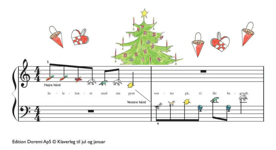 Juletræet med sin pynt - Klaverleg
